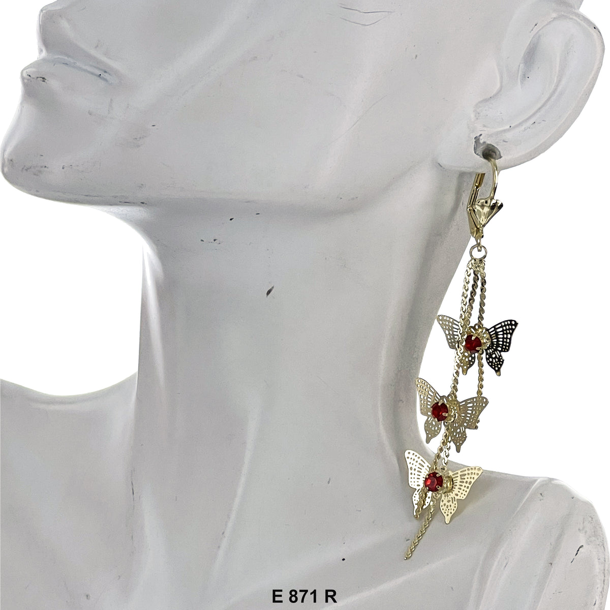 Duck Paw Linear Butterfly Dangling Earrings E 871 R – Kaashusa