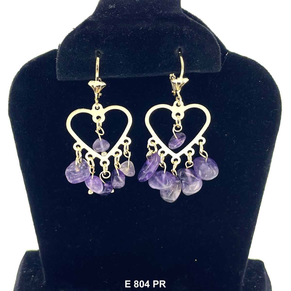 Duck Paw Heart Natural Stone Hanging Earrings E 804 PR – Kaashusa