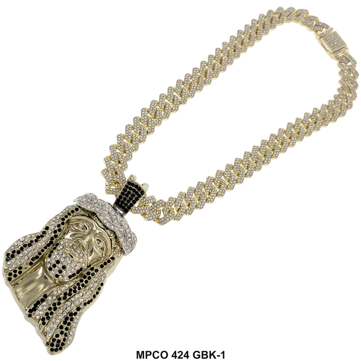 Jesus Face Icy Bling Hip Hop Chain Necklace MPCO 424 GBK-1 – Kaashusa