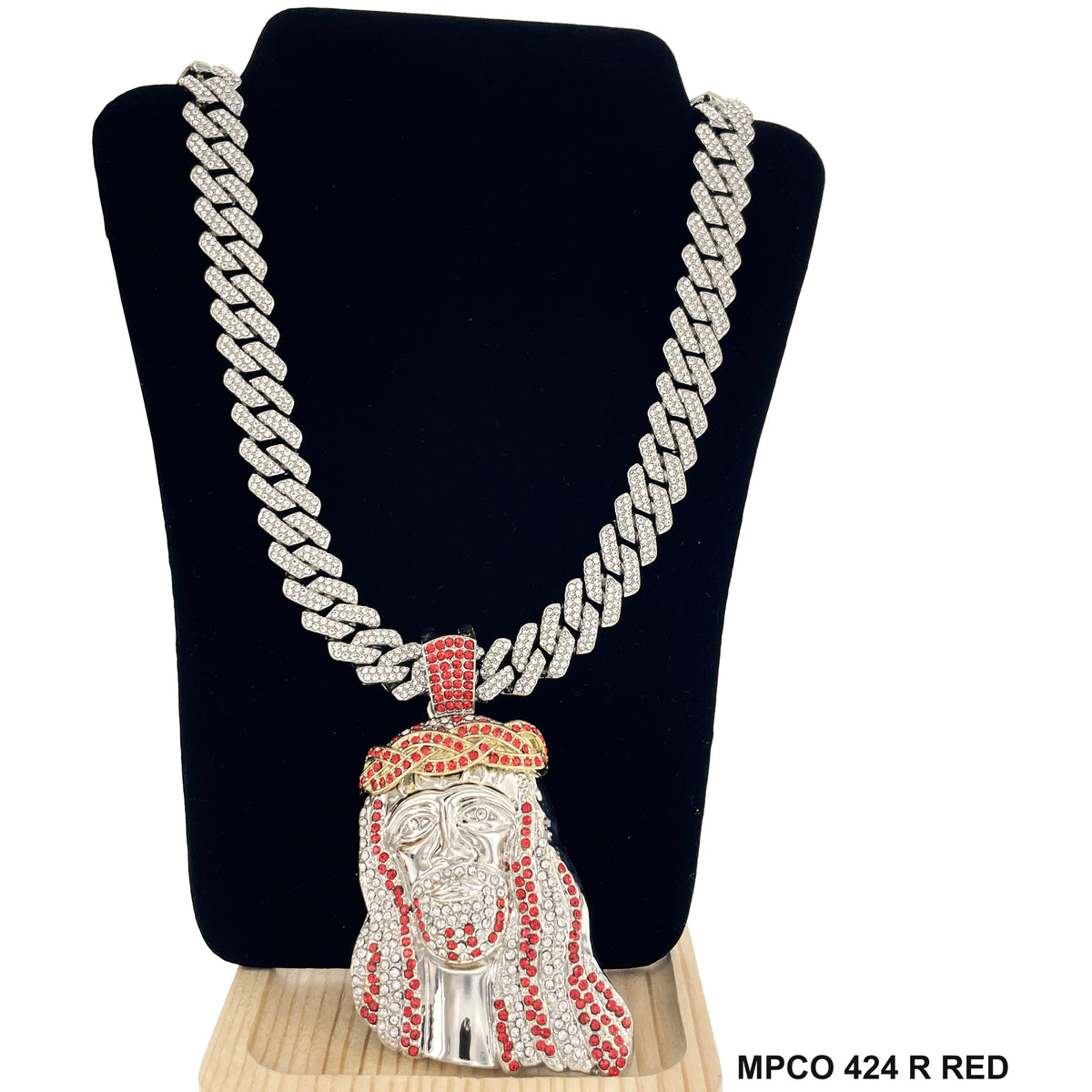 Jesus Face Icy Bling Hip Hop Chain Necklace MPCO 424 R RED – Kaashusa