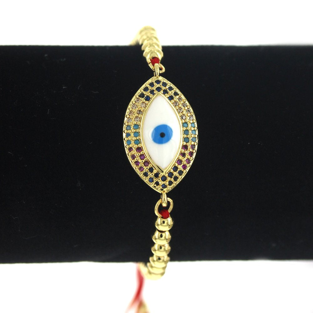 Evil Eye Thread And Beads Adjustable Bracelet BRS 1669 – Kaashusa