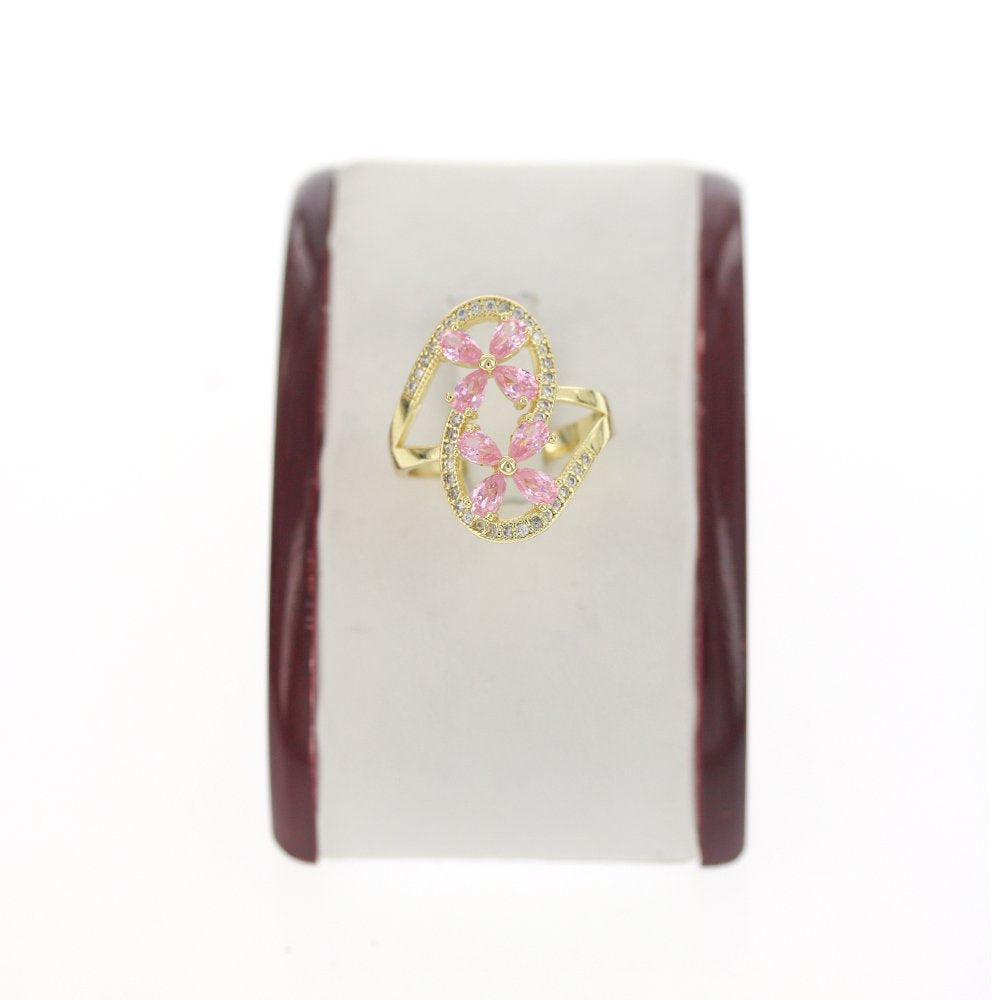 Double Flower Design CZ Ring RG 2058 P – Kaashusa